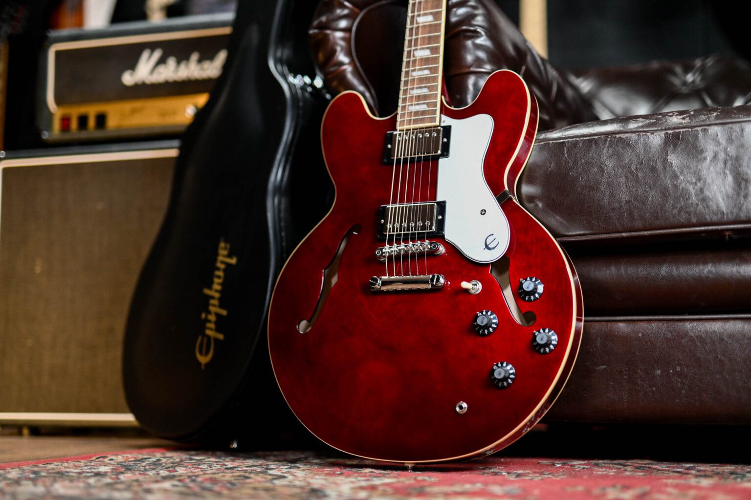 Epiphone Noel Gallagher Riviera, Dark Wine Red - Guitar Gear Giveaway