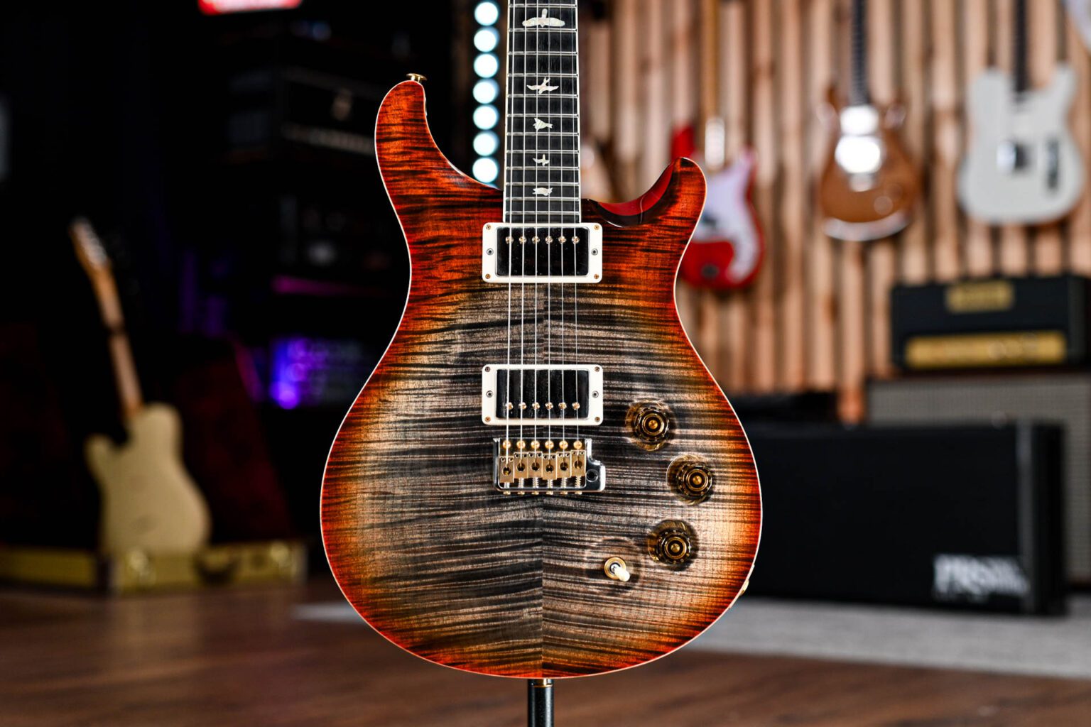 PRS Wood Library DGT Special Run in Burnt Maple Leaf with Flame Maple ...