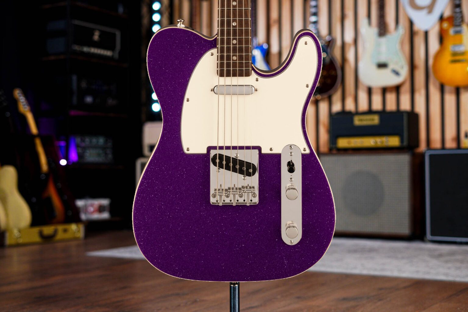 Squier Limited Classic Vibe Baritone Custom Telecaster, Purple Sparkle ...