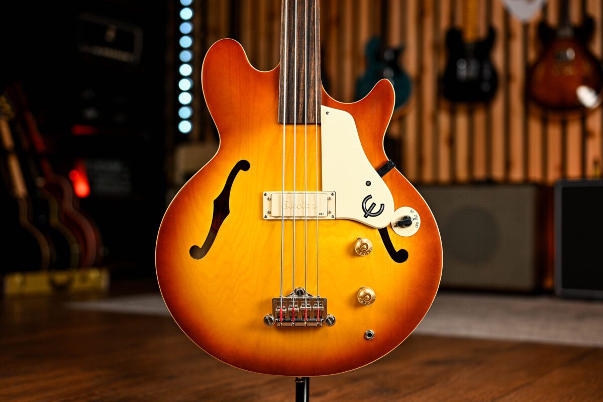 Epiphone Jack Casady Fretless Bass in Aged Royal Tan - Guitar Gear Giveaway